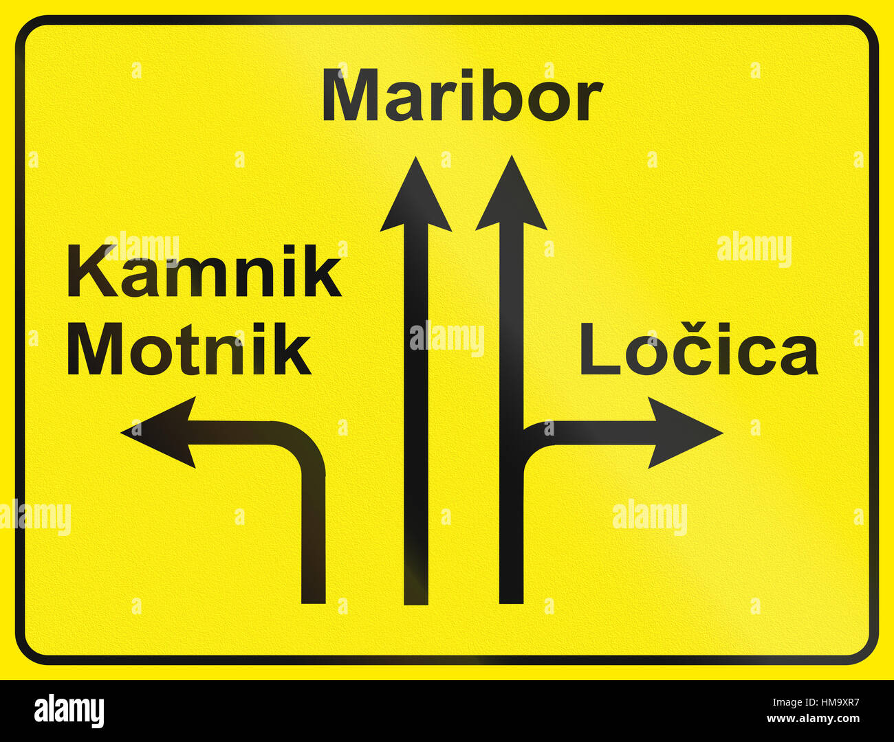 Slovenian road sign - Direction table with town names Stock Photo - Alamy