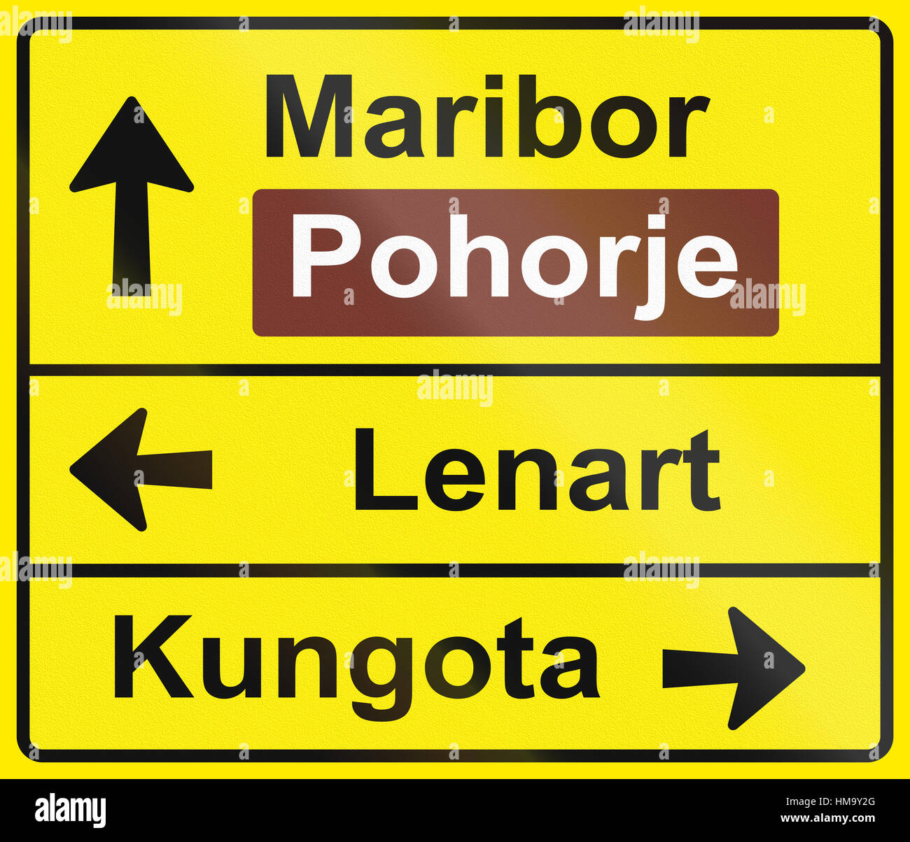 Slovenian guide road sign - Direction table Stock Photo - Alamy