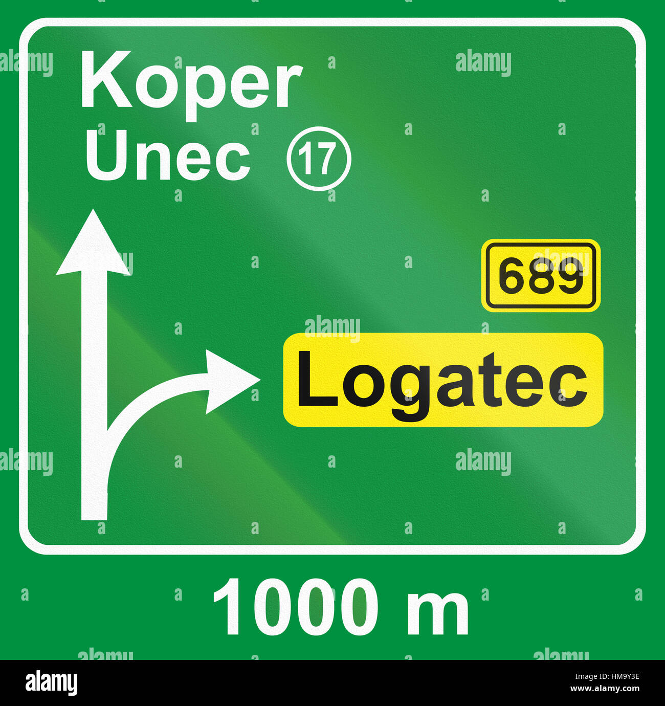 Slovenian road sign - Motorway Direction table Stock Photo - Alamy