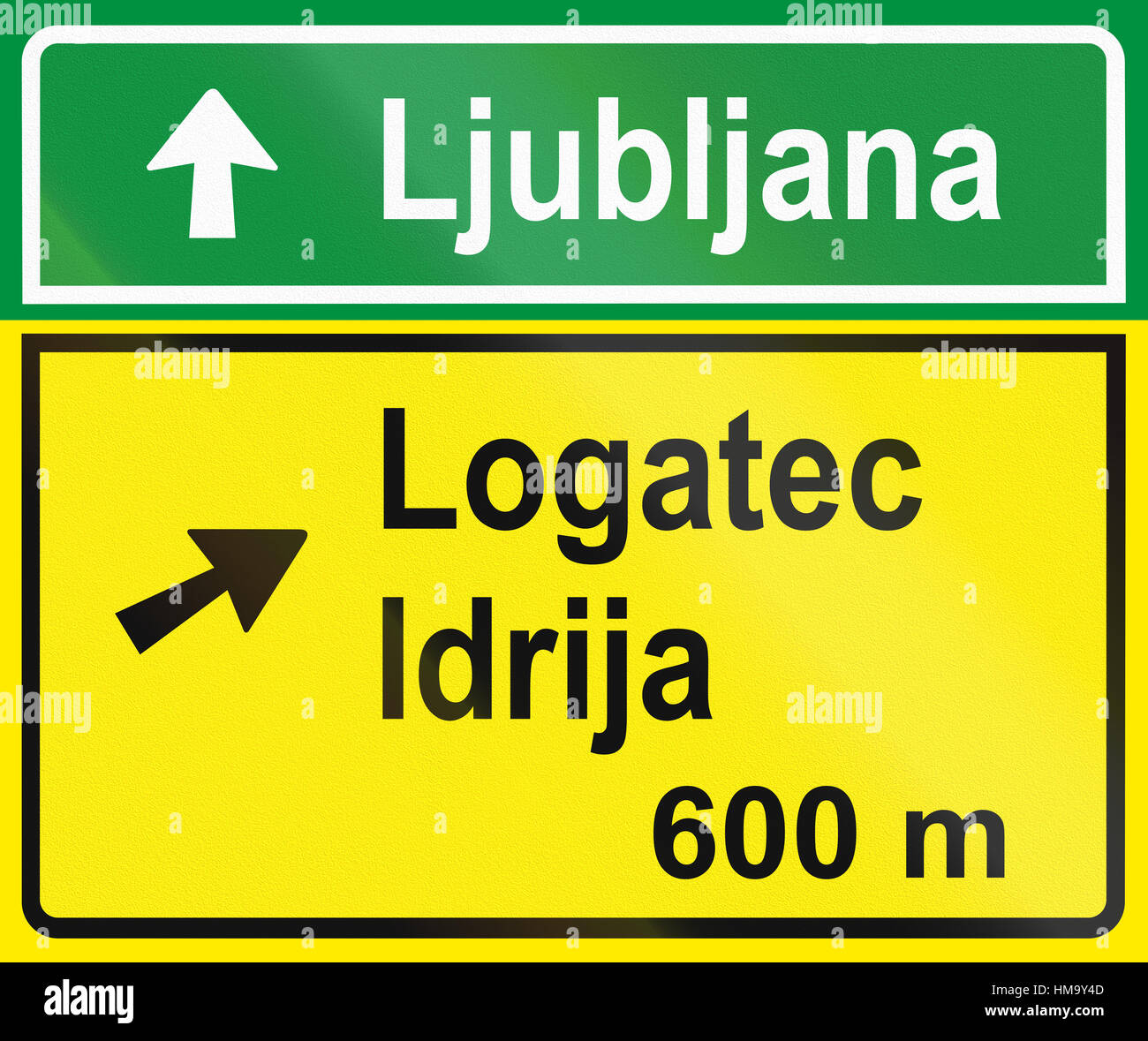 Slovenian road sign - Motorway Direction table Stock Photo - Alamy