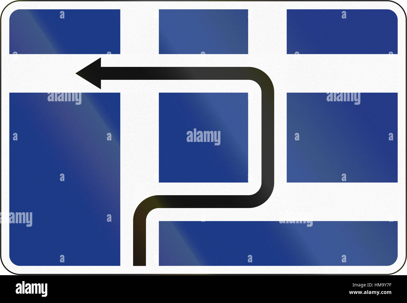 Slovenian road sign - Left turn prohibited ahead, follow alternative ...