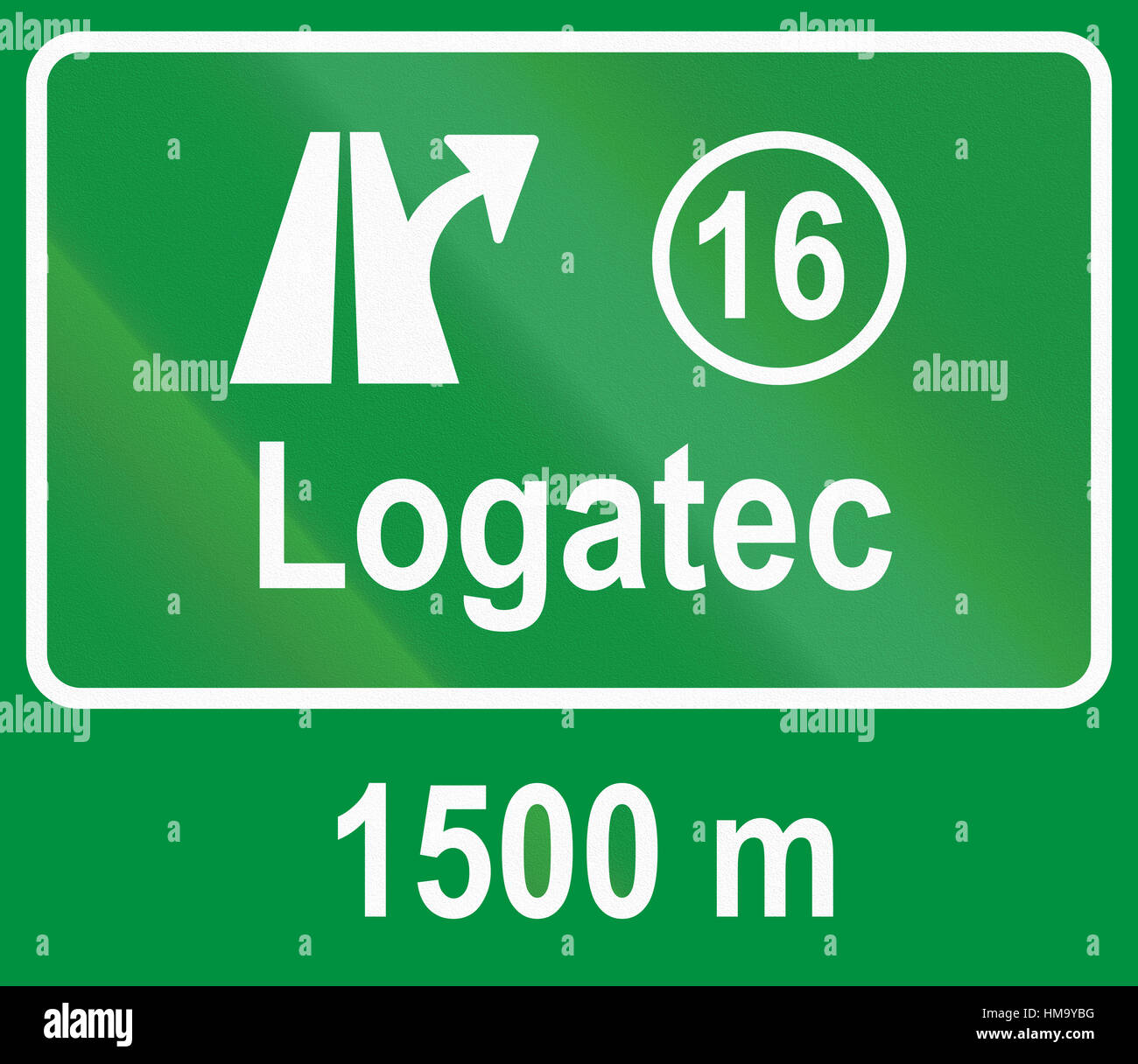 Informational highway sign with exit number hi-res stock photography ...