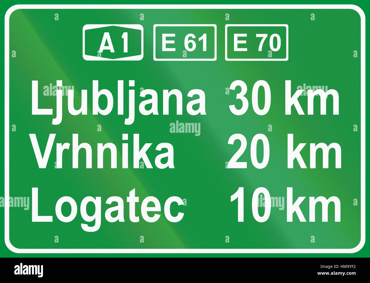 Slovenian road sign - Motorway distance sign Stock Photo - Alamy
