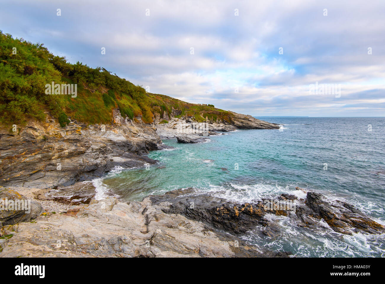 Bessy's Cove at Porth-en-Alls or Prussia Cove, Cornwall. This area was ...