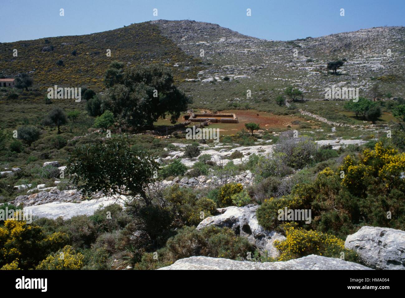 Vegetation and mountain ranges, Kastellorizo island, Greece Stock Photo ...