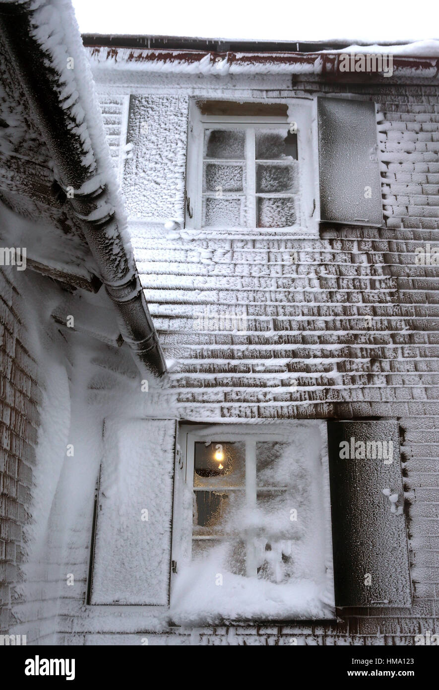 Oberstdorf, Germany. 01st Feb, 2017. The Edmund Probst House stands in ...