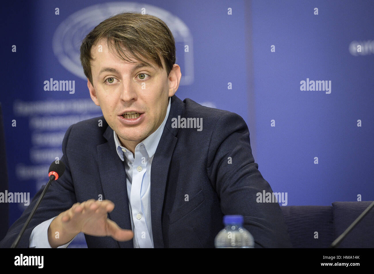 Brussels, Belgium. 01st Feb, 2017. Javi L'PEZ Member of European Parliament (MEP) hold a press ...