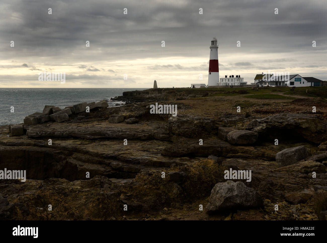 Storm clouds gather over Portland Bill Lighthouse, Portland, Dorset, UK ...