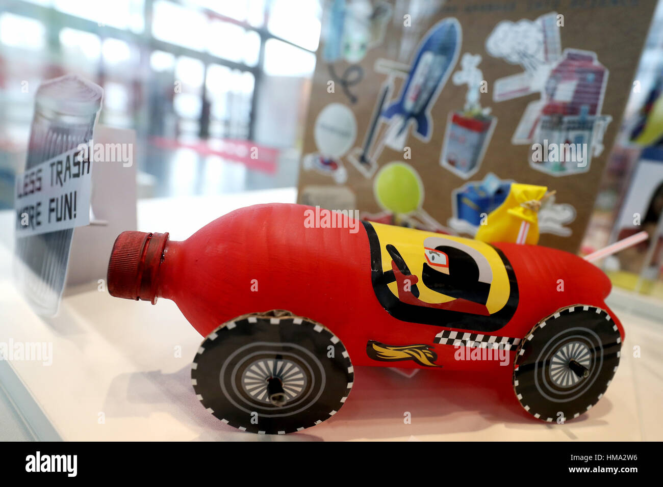 Nuremberg, Germany. 1st Feb, 2017. A car made from recycled elements ...