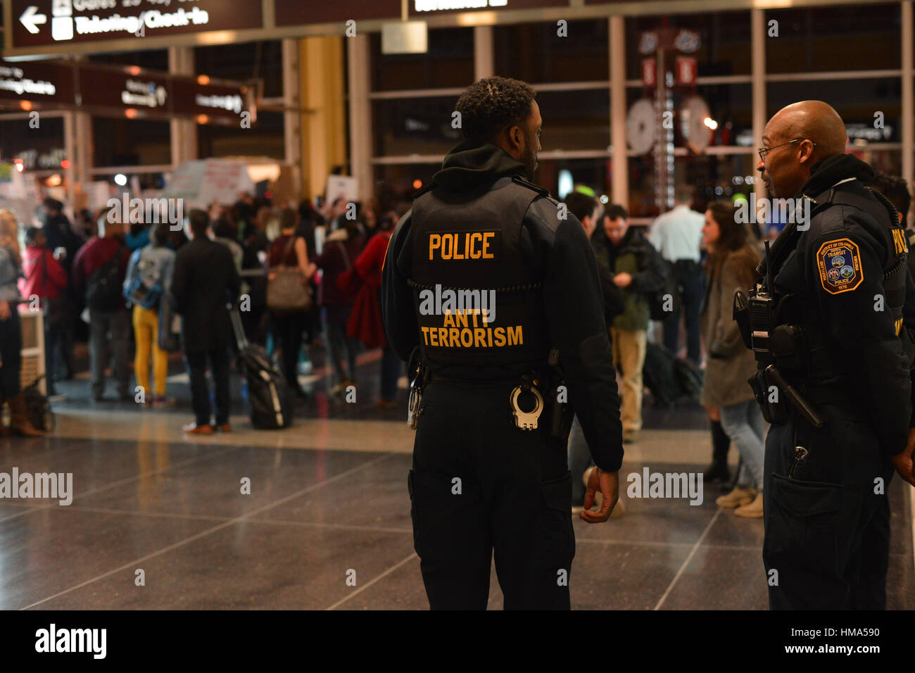 Washington, USA. 1st Feb, 2017. Protesters gather at Reagan National ...