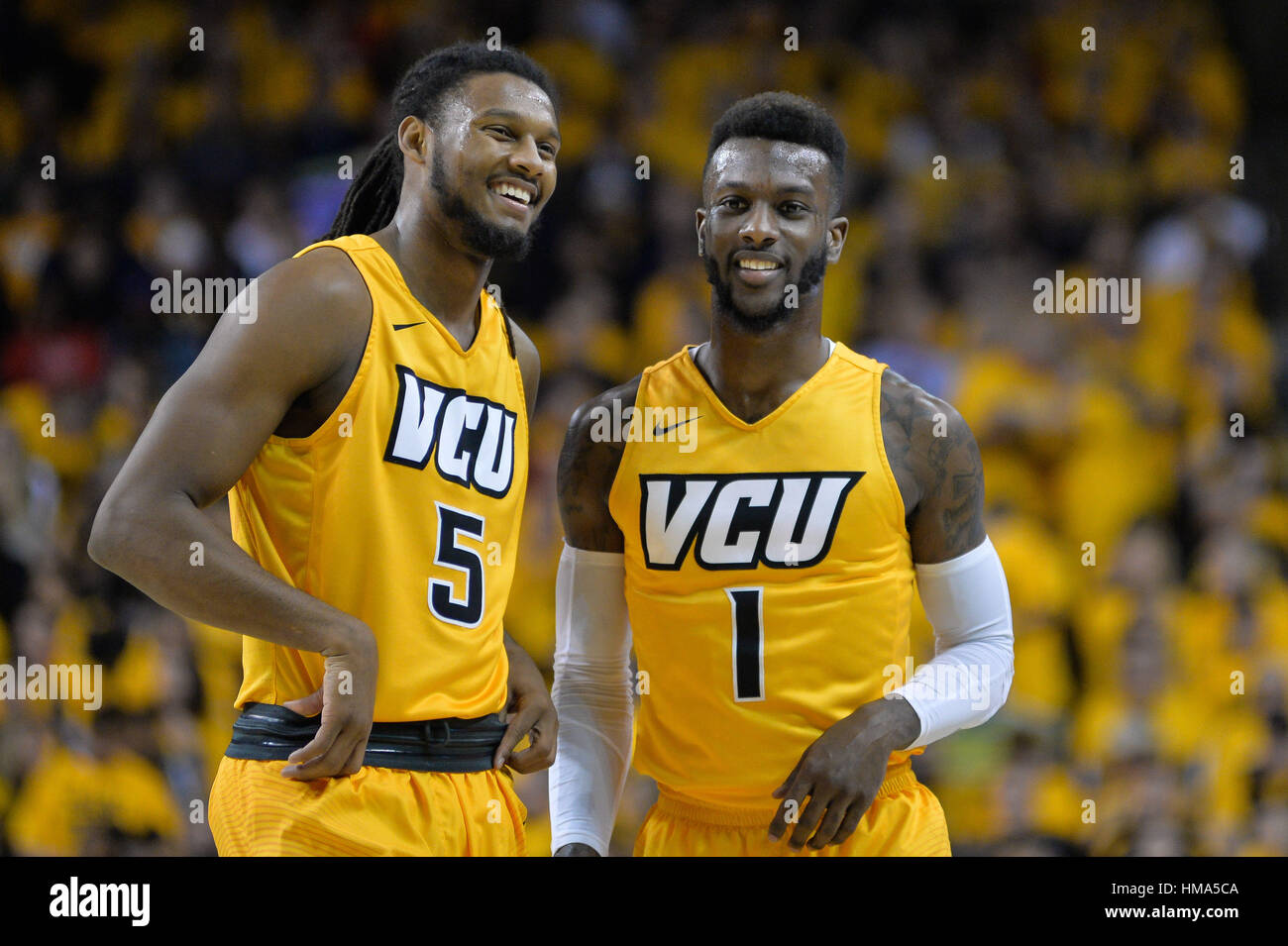 Richmond, USA. 1st Feb, 2017. Doug Brooks (5) and Jequan Lewis (1 ...