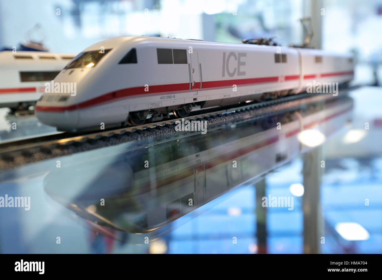 Nuremberg, Germany. 01st Jan, 2017. A scale model of a locomotive an ...