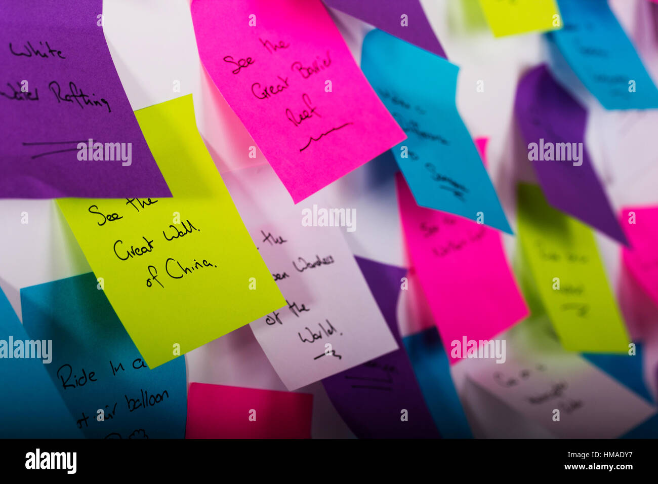 Colourful sticky notes with things to do Stock Photo - Alamy