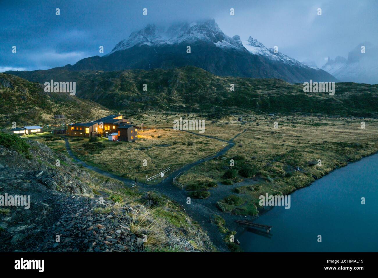 Refugio paine grande torres del paine hi-res stock photography and ...