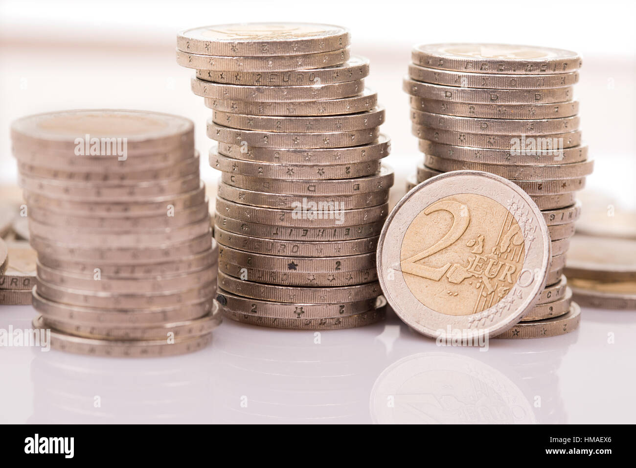 Close up top view image of large amount of Euro money coins Stock Photo ...