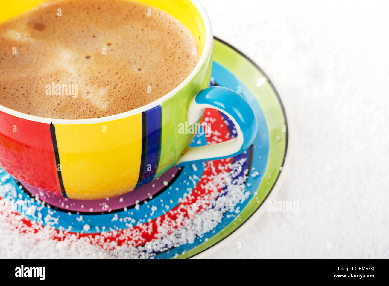 Hot chocolate in a bright and colourful cup Stock Photo - Alamy