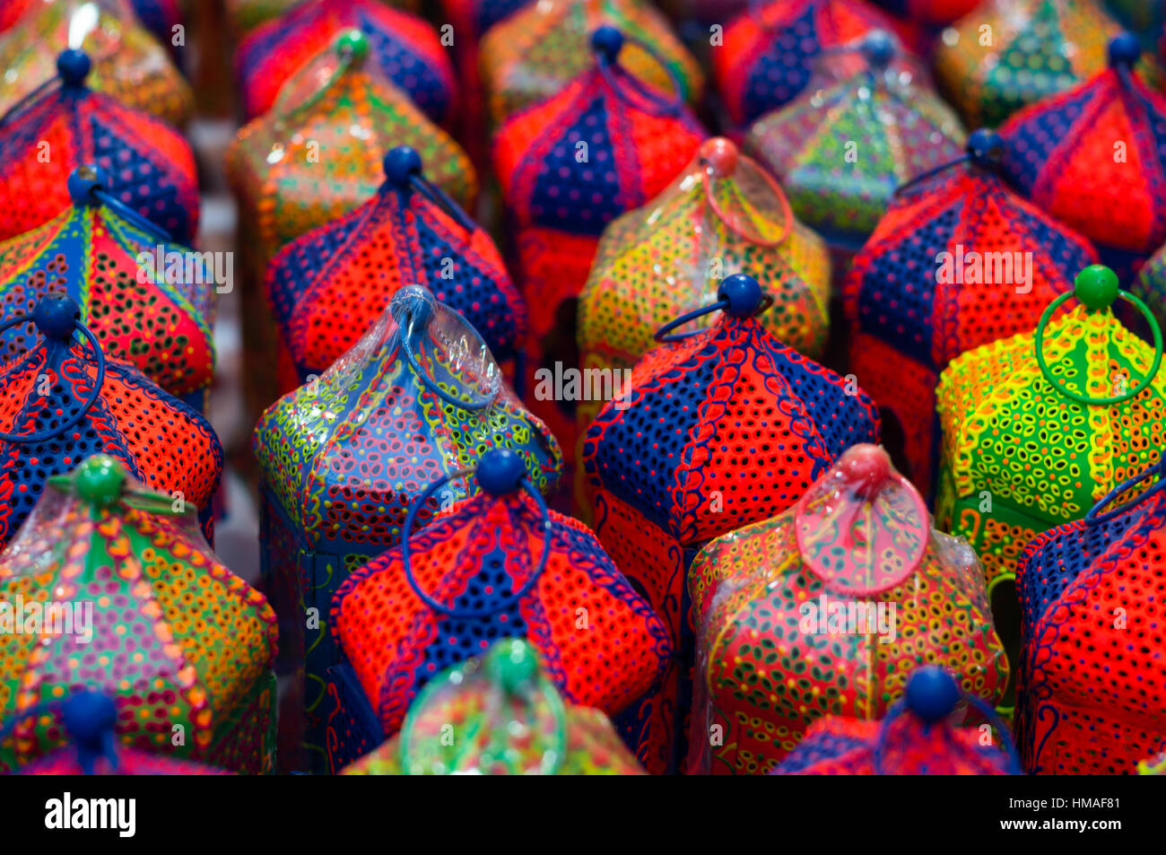 Colorful handicraft lanterns Stock Photo - Alamy