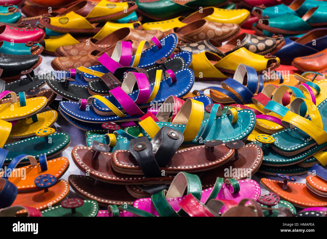 Colorful handmade leather slippers Stock Photo - Alamy