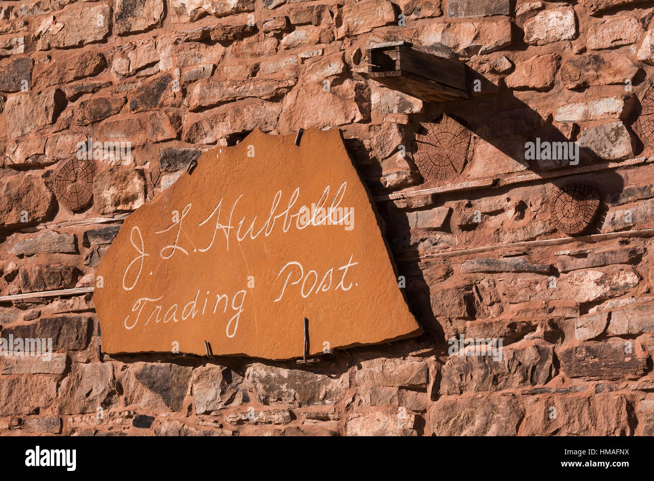 Entrance sign for the Hubbell Trading Post building, Hubbell Trading ...