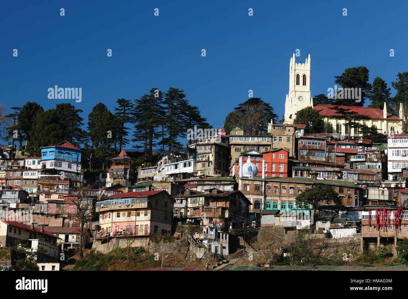 View on the Shimla city in Himalaya mountains Stock Photo - Alamy