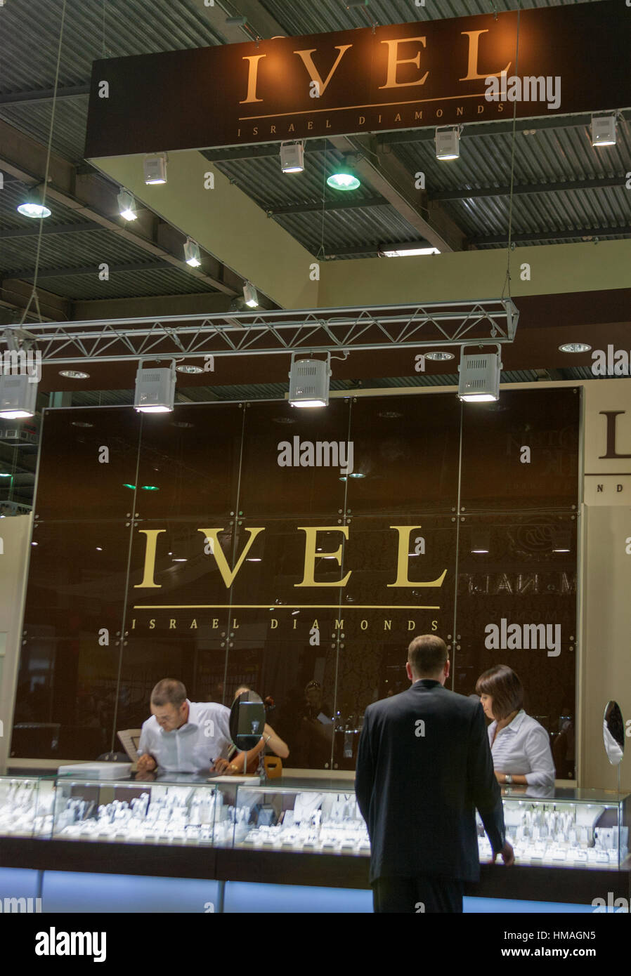 Visotor visit IVEL Israel diamonds booth at Jeweller Expo Ukraine 2013 ...
