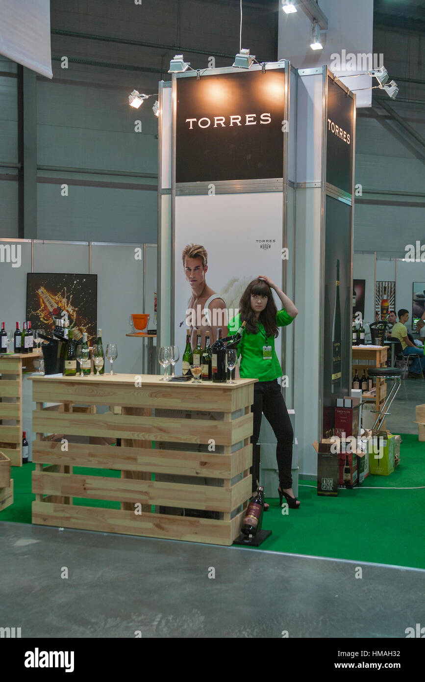 Torres Spanish wine tasting booth with presenter during the Ukrainian ...