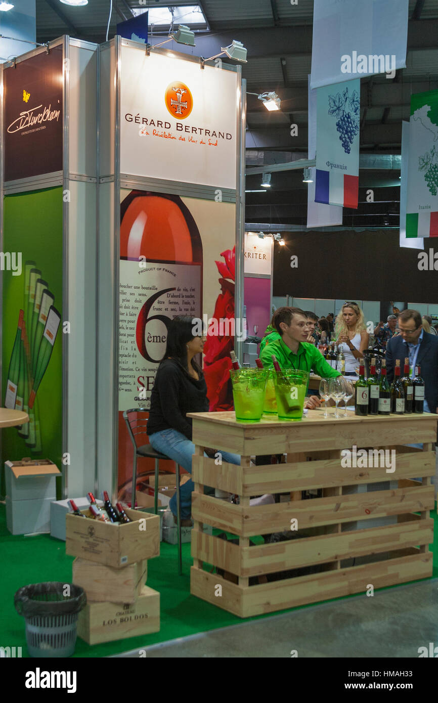 People tasting wine at Gerard Bertrand booth during the Ukrainian ...