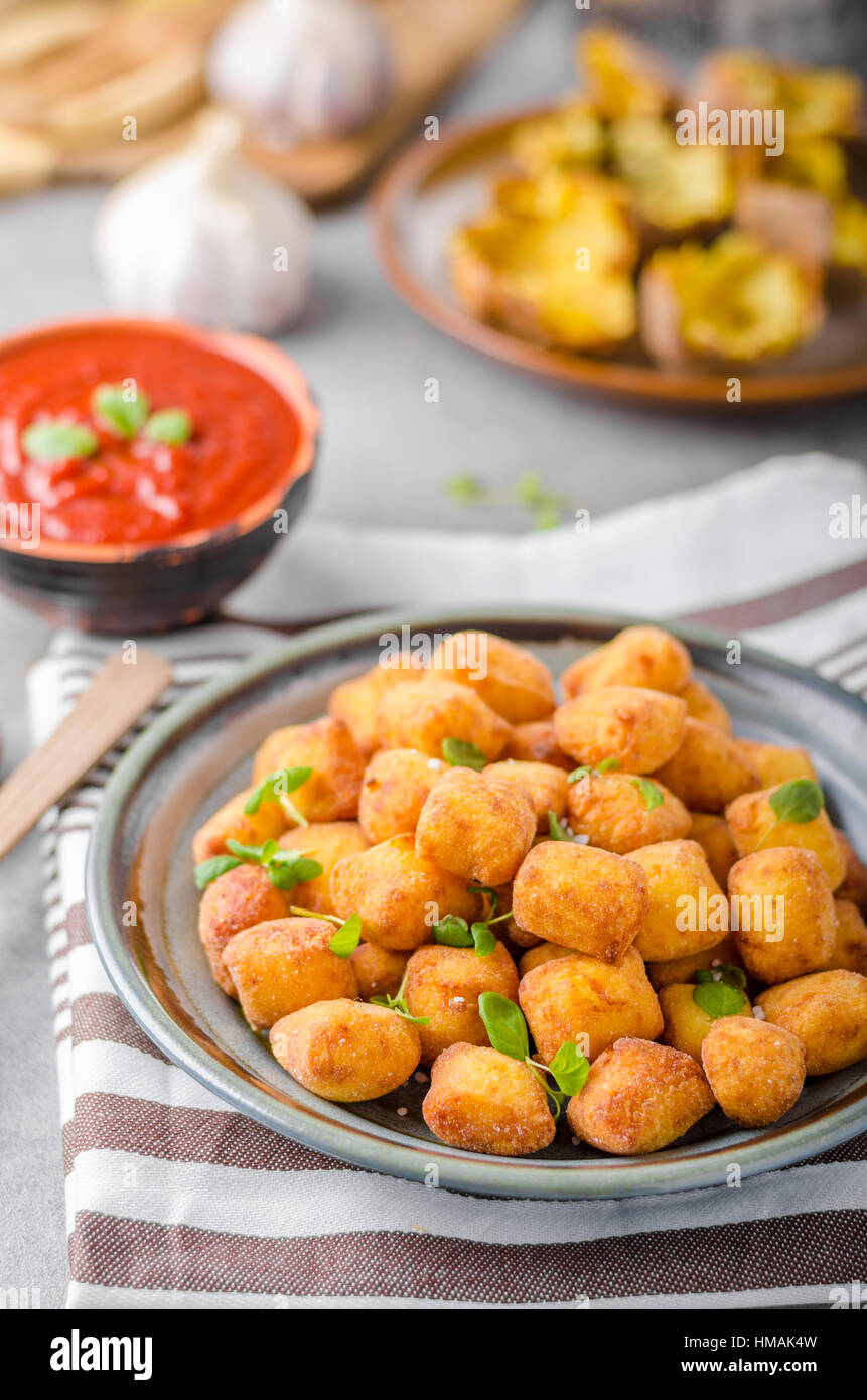 Homemade fried mini croquettes from baked potatoes, delicious and nice ...