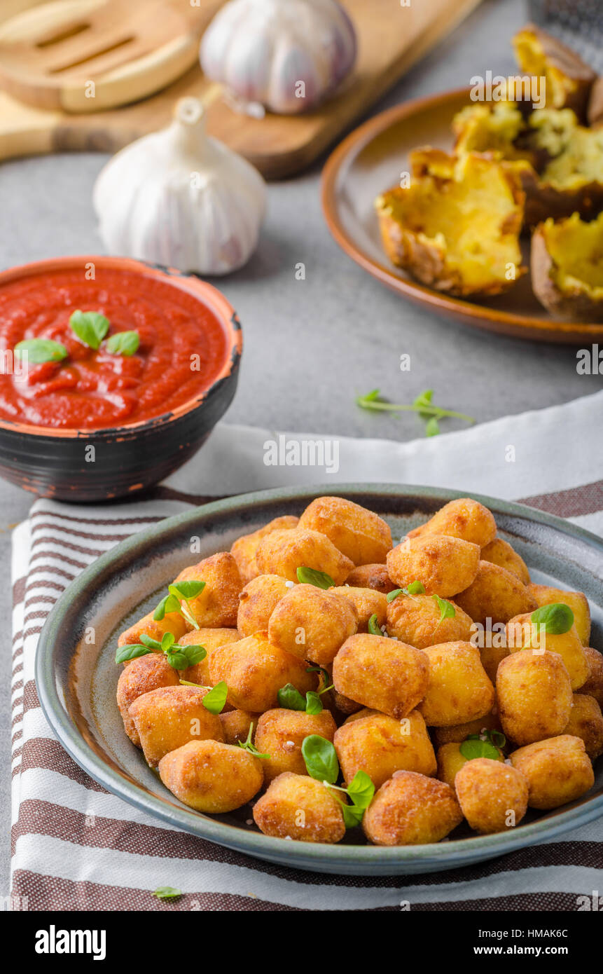 Homemade fried mini croquettes from baked potatoes, delicious and nice ...