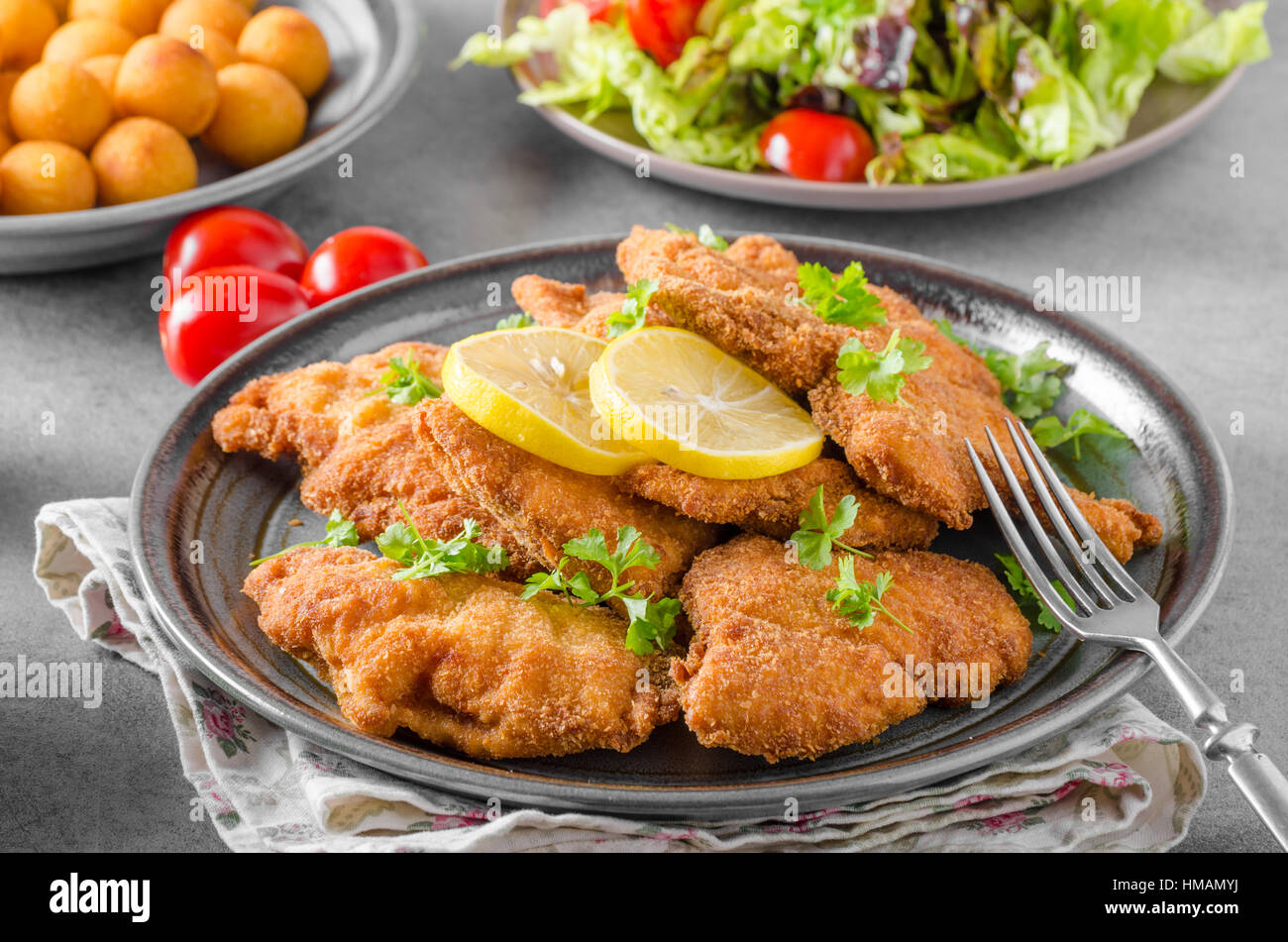 Homemade Breaded German Weiner - bio schnitzel with pickles and ...