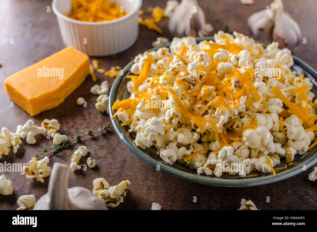 Homemade cheese popcorn with garlic, herbs and cheddar cheese Stock ...