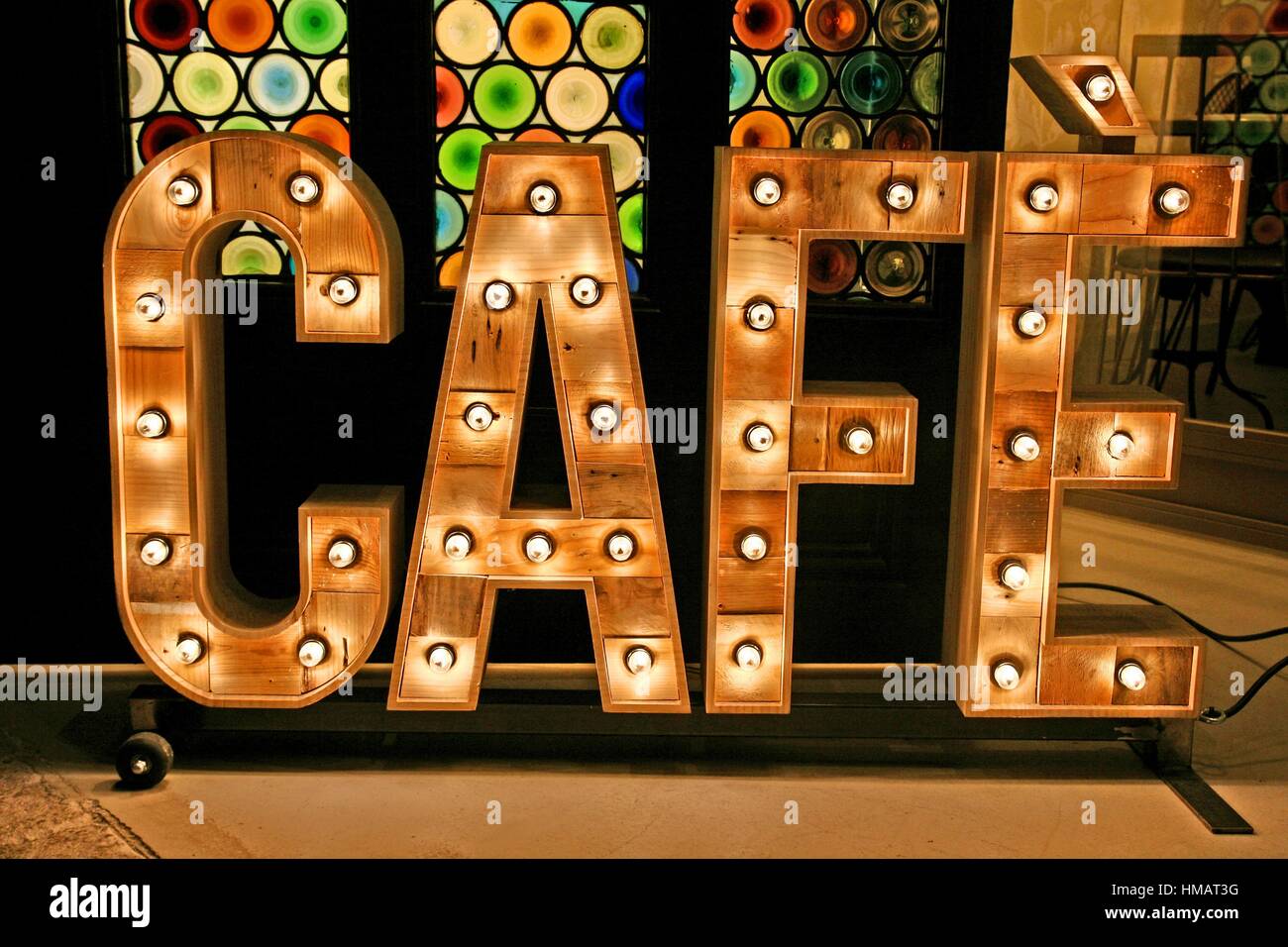 Illuminated sign, coffee Stock Photo - Alamy