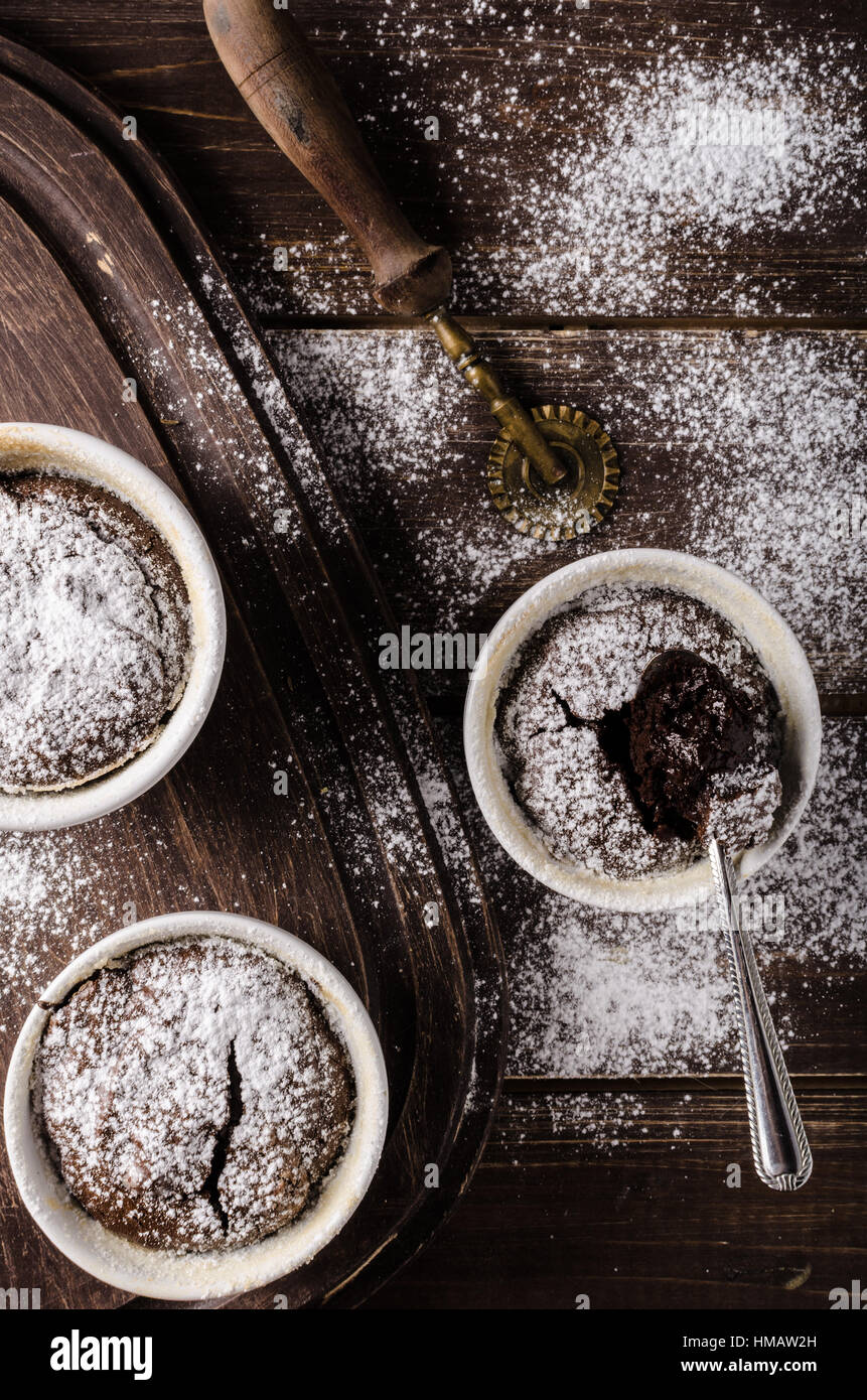 Chocolate souffle home, baked in oven from hight quality cocoa Stock ...