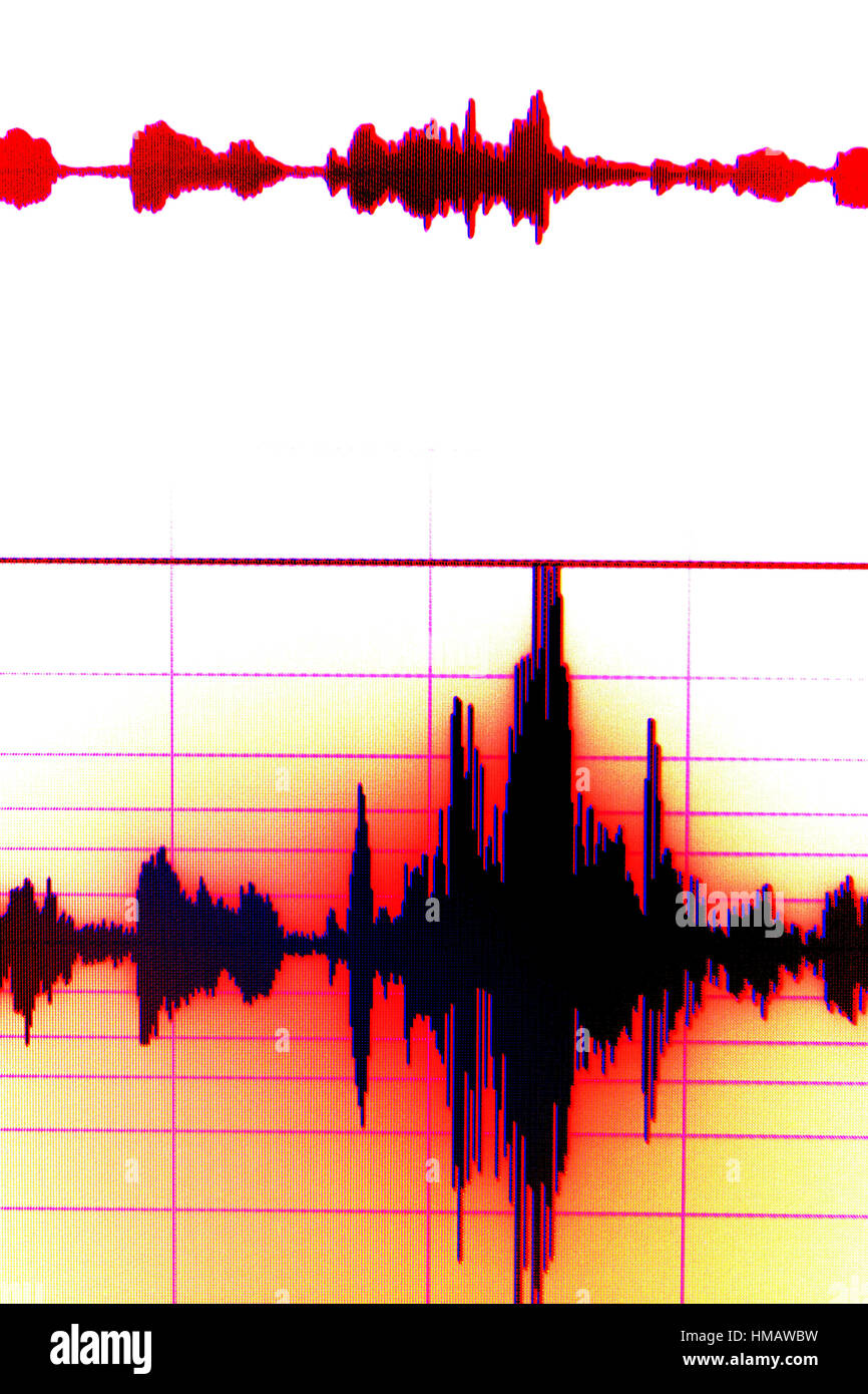 Sound recording studio audio wave on computer screen in professional ...