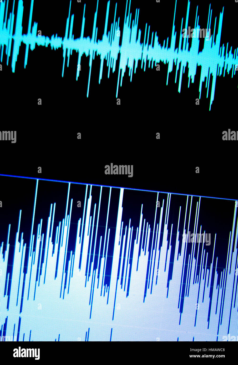 Sound recording studio audio wave on computer screen in professional ...