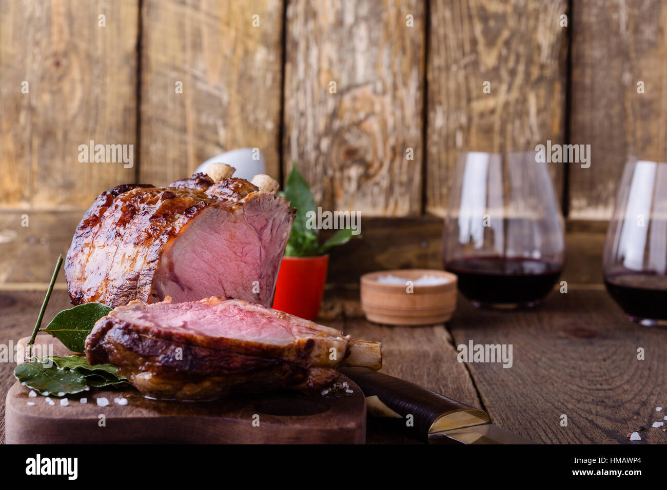 Homemade bone-in prime rib roast Stock Photo - Alamy
