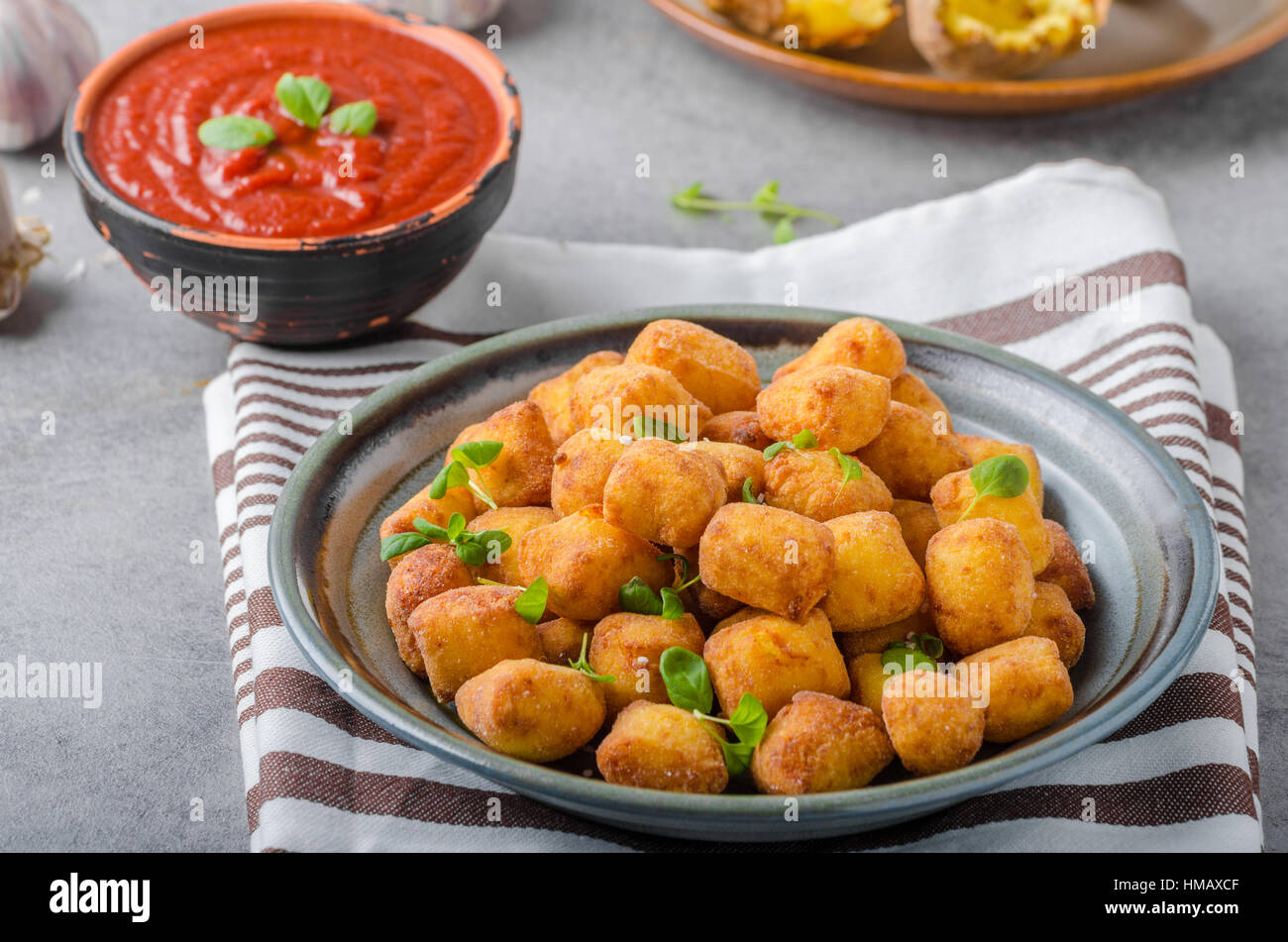 Homemade fried mini croquettes from baked potatoes, delicious and nice ...