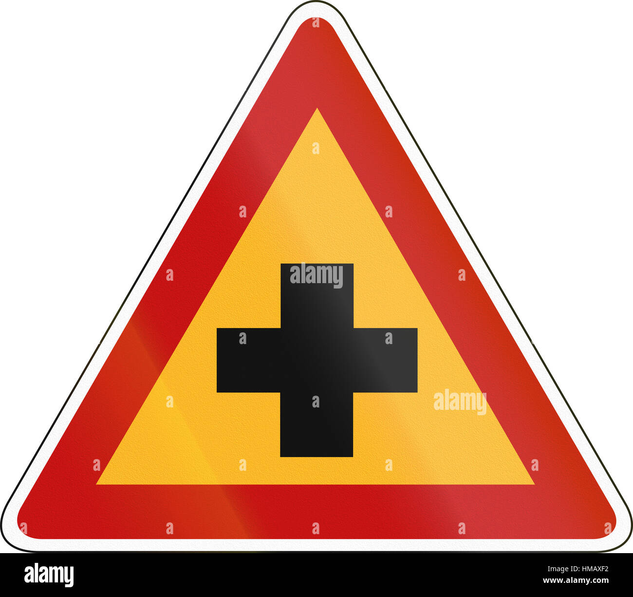 Korean Traffic Safety Sign - Attention - Cross Road Stock Photo - Alamy