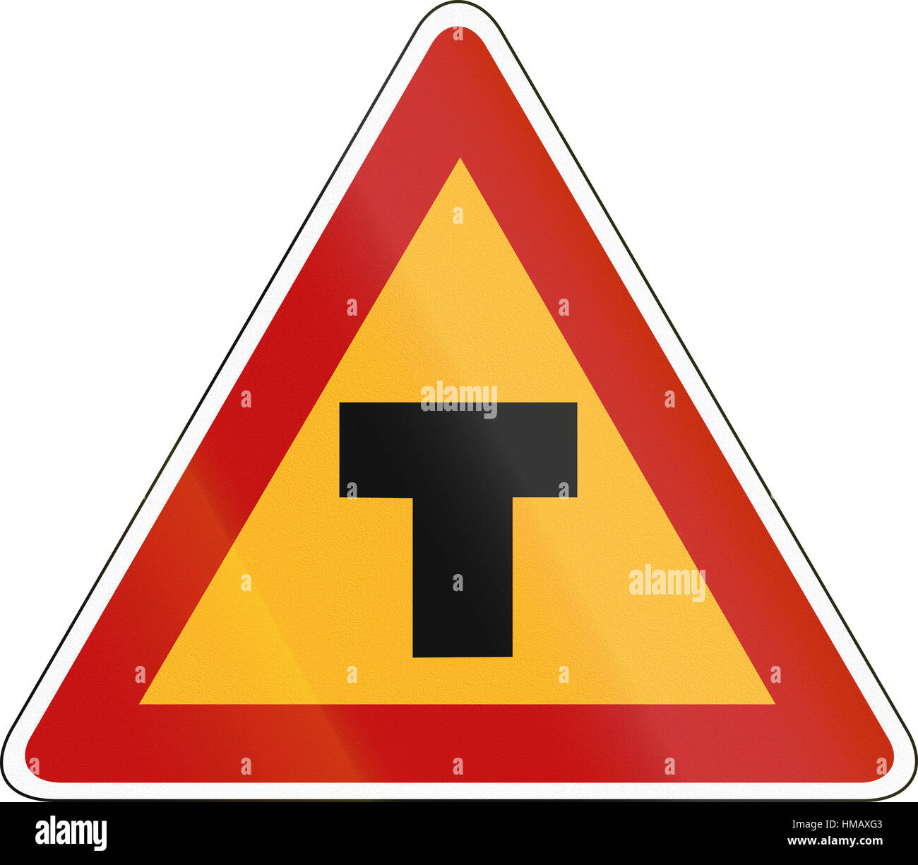 Korean Traffic Safety Sign - Attention - T type Cross Road Stock Photo ...