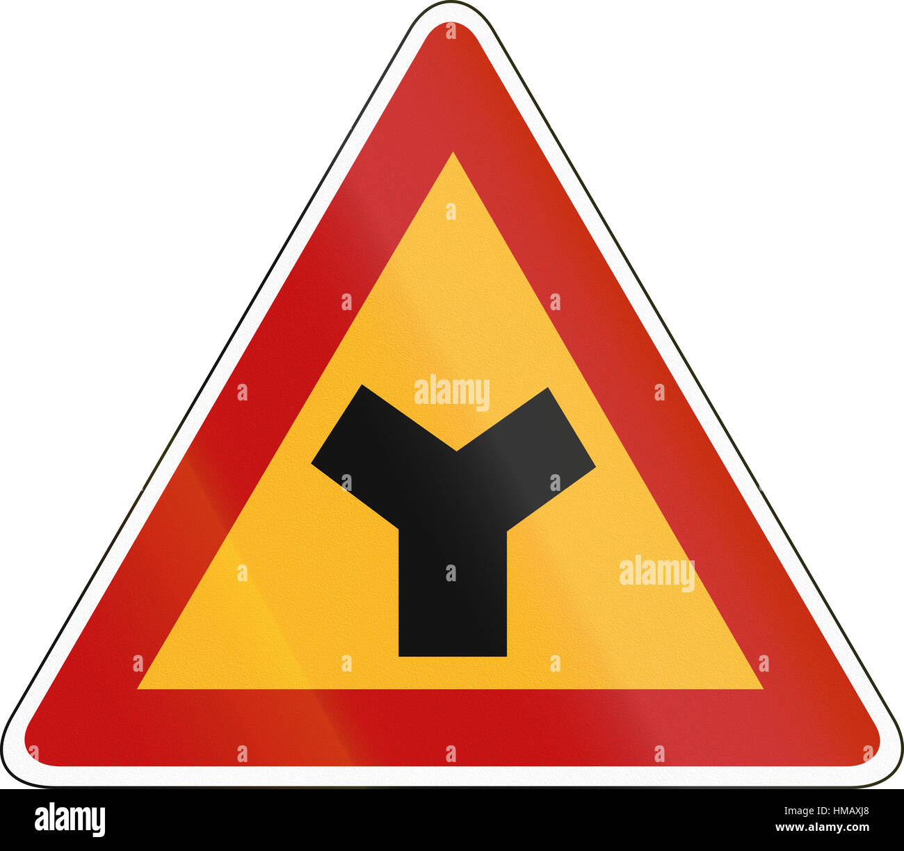 Korea Traffic Safety Sign - Attention - Y type Cross Road Stock Photo ...