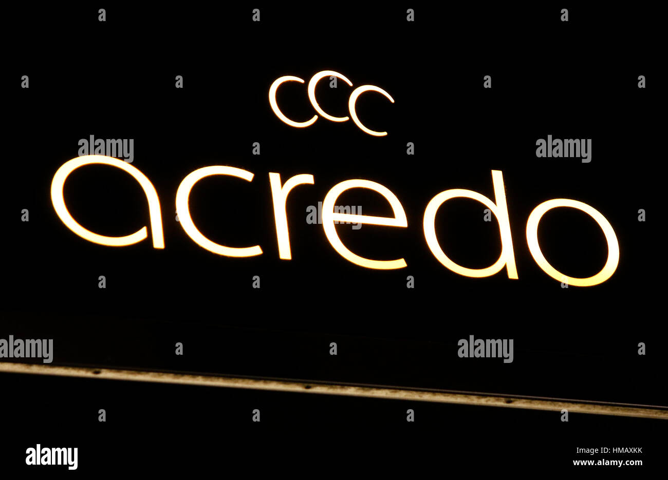 das Logo der Marke "Acredo", Berlin Stock Photo - Alamy