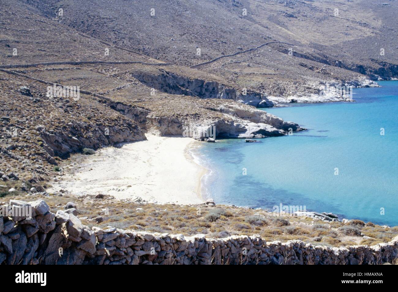 Stone walls and a beach on serifos island hi-res stock photography and ...