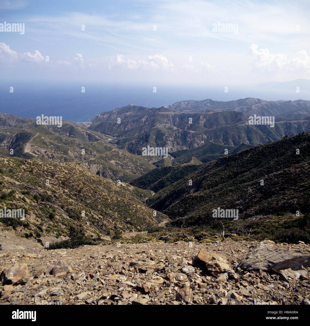 Landscape and coastline near Olympos, Karpathos island, Greece Stock ...