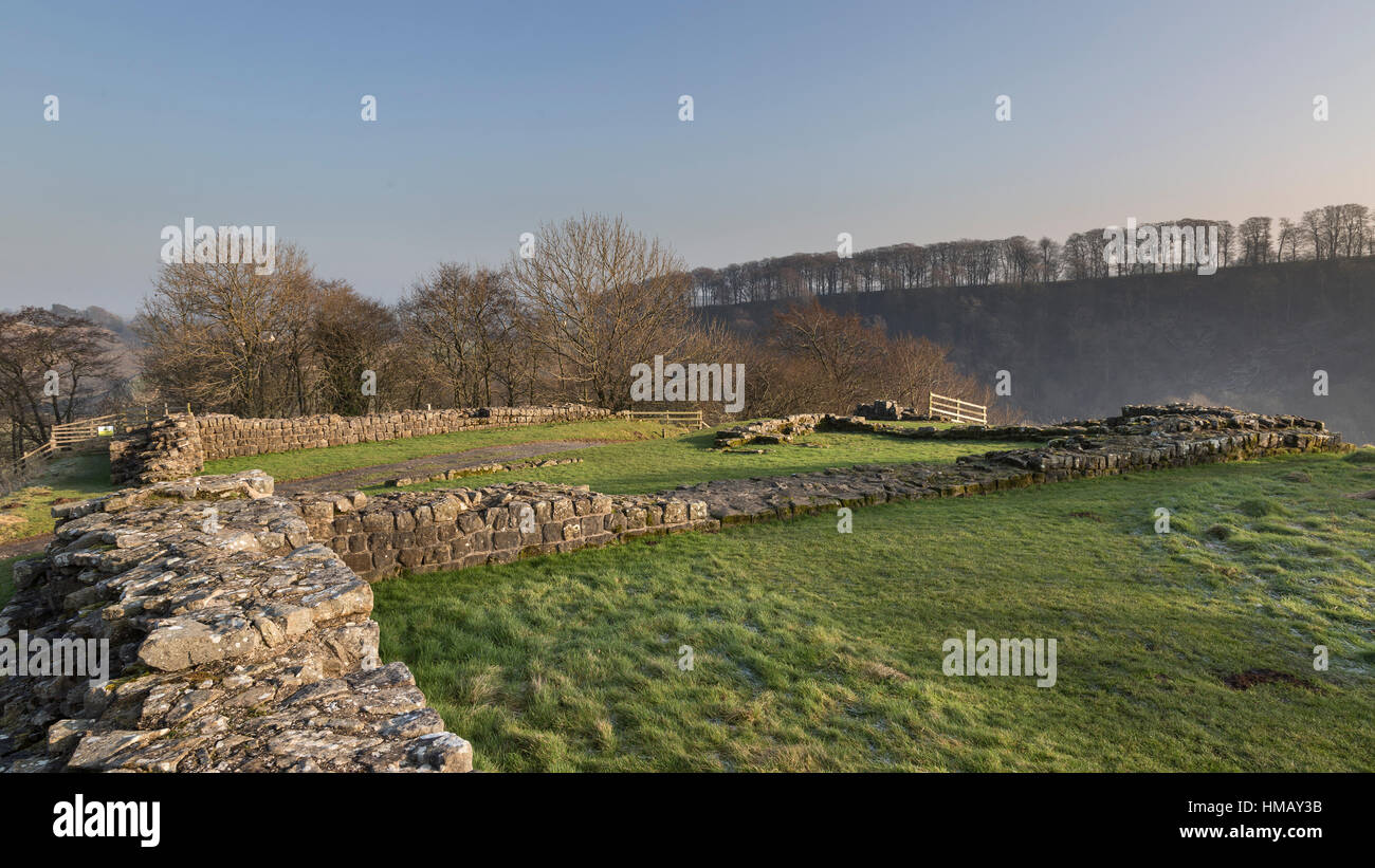 Hadrian's Wall: the remains of Milecastle 49 at Harrow's Scar, near ...