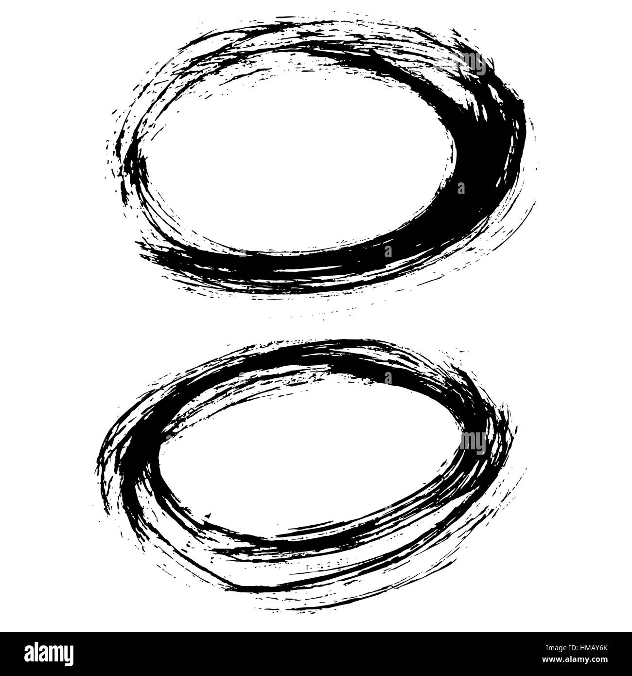 Grunge vector frame. Hand drawn dry brush texture. Abstract round shape ...