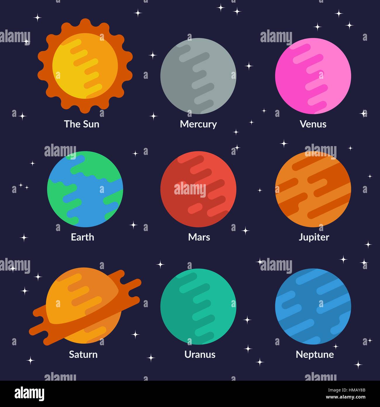 Solar system in flat style Stock Vector Image & Art - Alamy