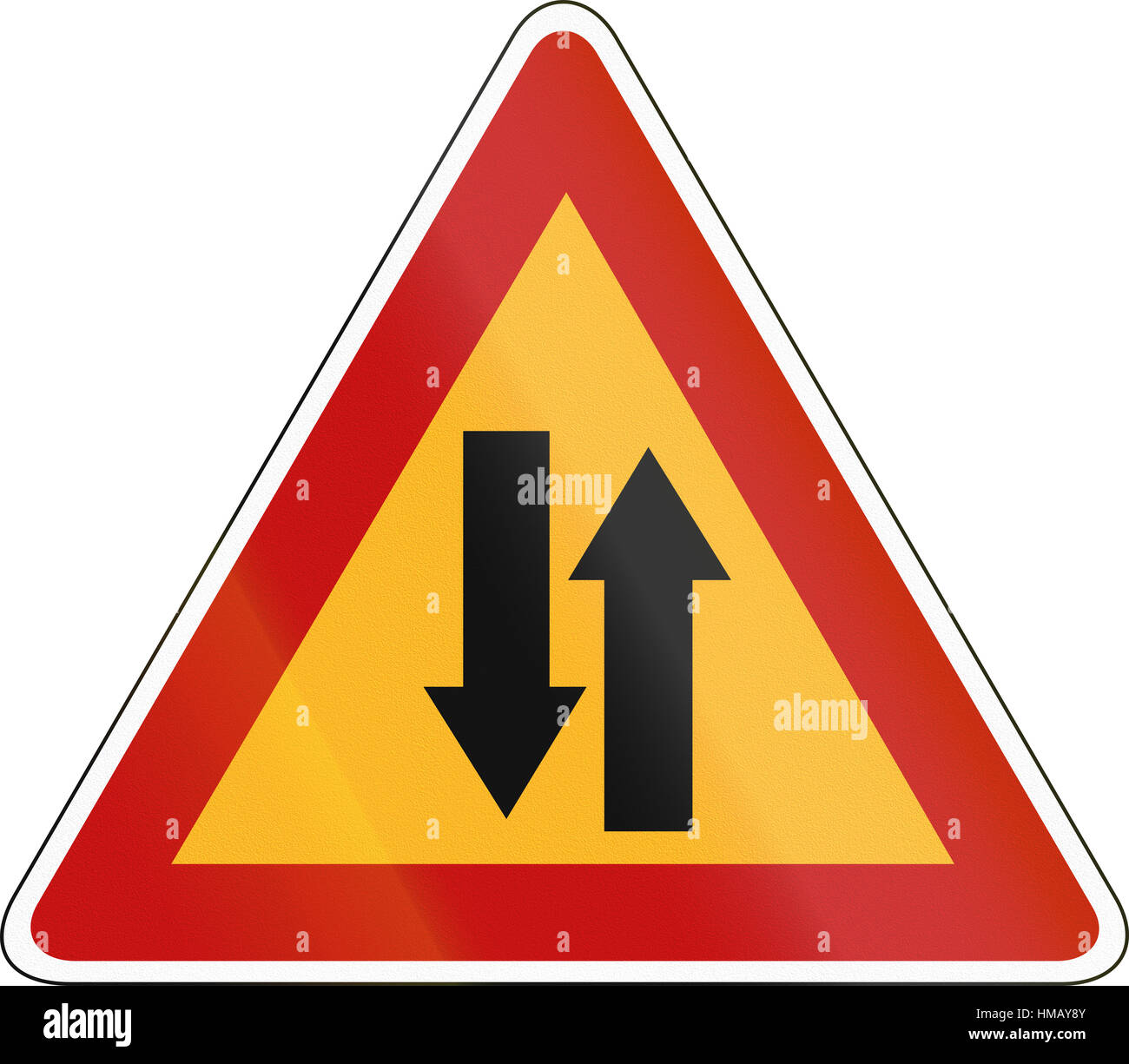 Two way traffic sign on white triangle hi-res stock photography and ...