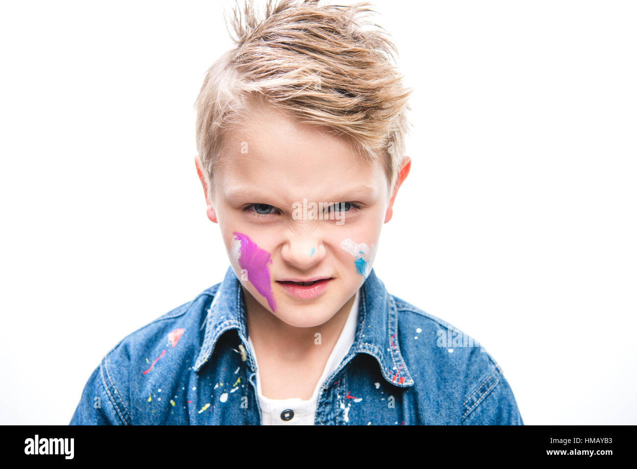 Excited schoolboy artist Stock Photo - Alamy
