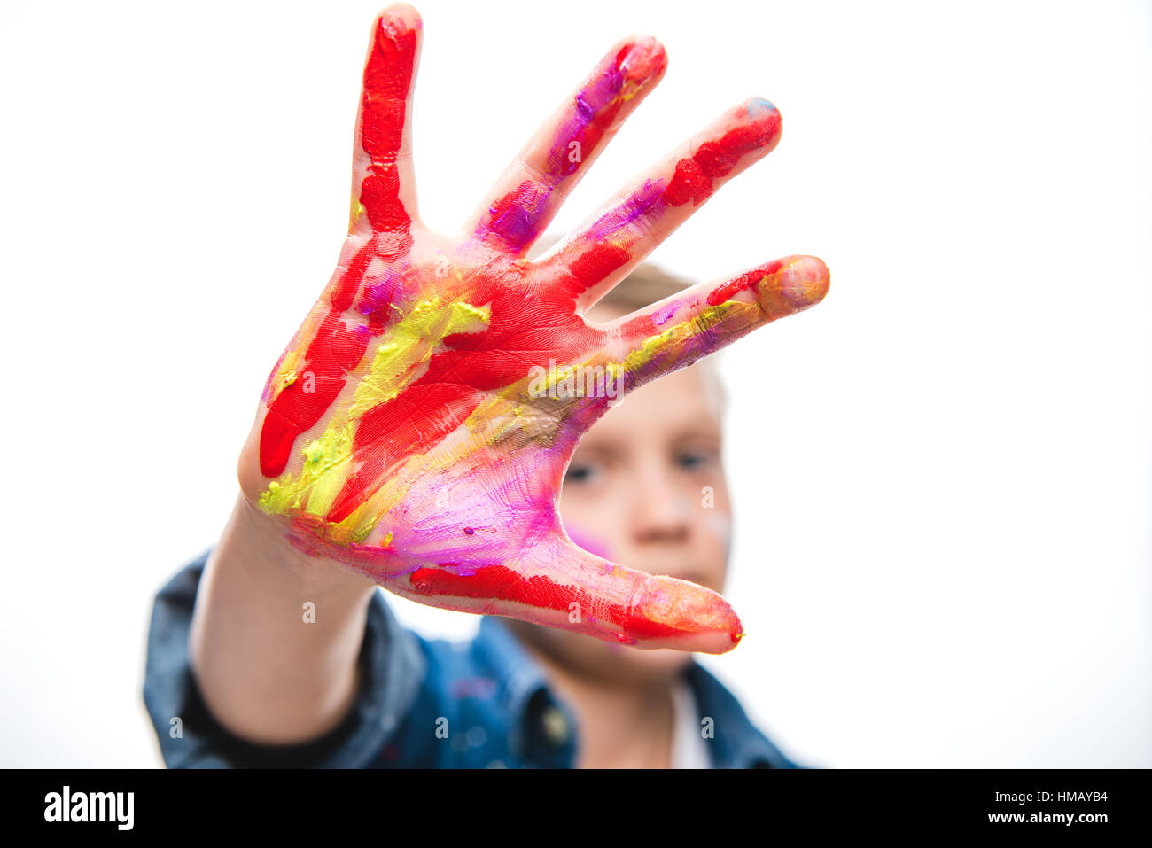 Excited schoolboy artist Stock Photo - Alamy