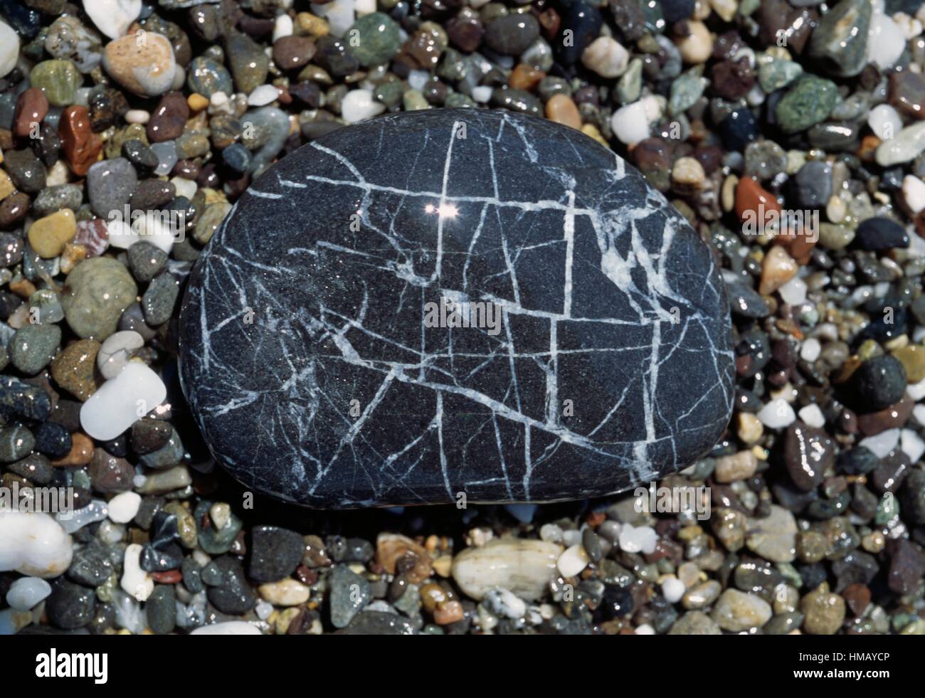 Black rock with white lines, Keratokambos, Crete, Greece Stock Photo ...
